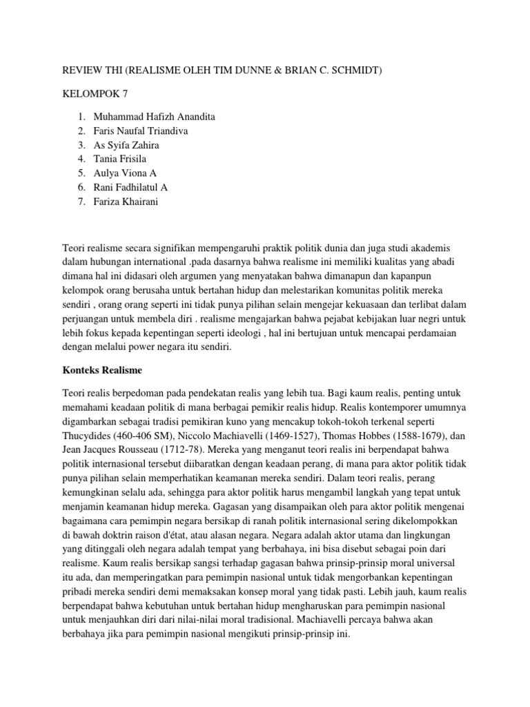 Realisme Klasik dalam Hubungan Internasional | PDF