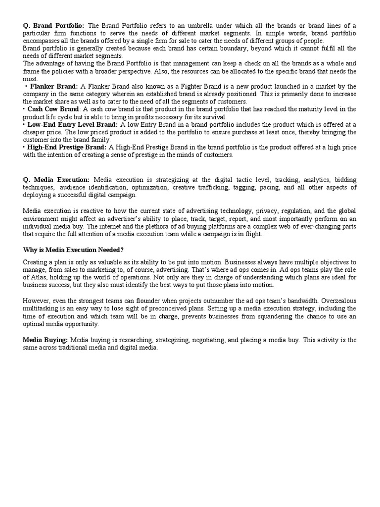 Ad and Brand Mgt. Short Notes | PDF | Advertising | Brand