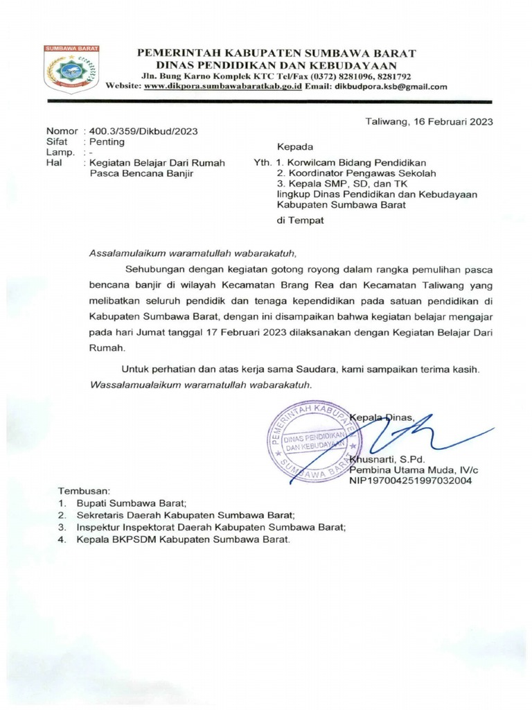 Surat BDR Pasca Bencana Banjir | PDF