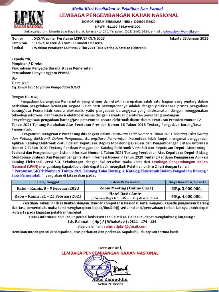 Pelatihan Online Peraturan LKPP Nomor 9 Tahun 2021 Tentang Toko Daring & Katalog Elektronik | PDF