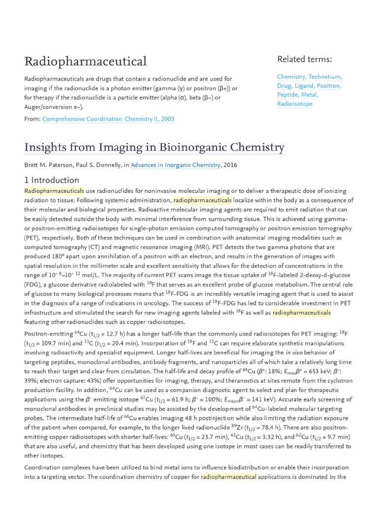 Science Direct Topic Radiopharmaceutical | PDF