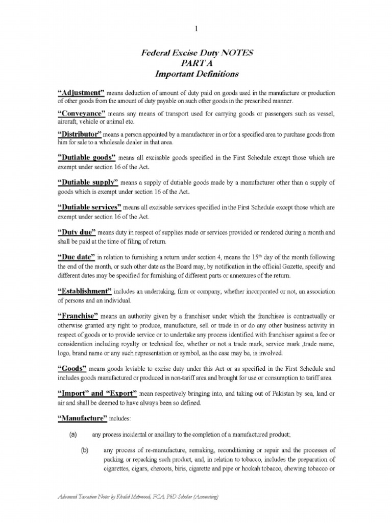 16 - Federal Excise Notes-Final | PDF