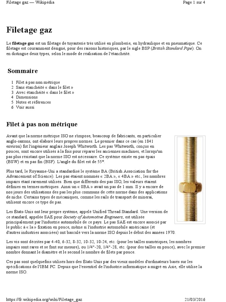 Filetage Gaz | PDF | Usinage | Métallurgie
