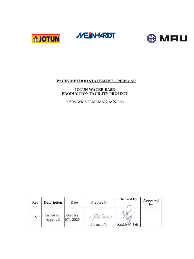 006R5-WMS-JI-MI-MAU-ACS-II-23 Working Method - Pile Cap | PDF | Personal Protective Equipment ...