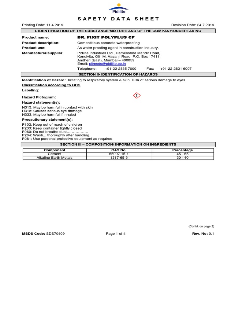 MSDS Polyplus CP Sefty Data 777 | PDF | Personal Protective Equipment | Dangerous Goods