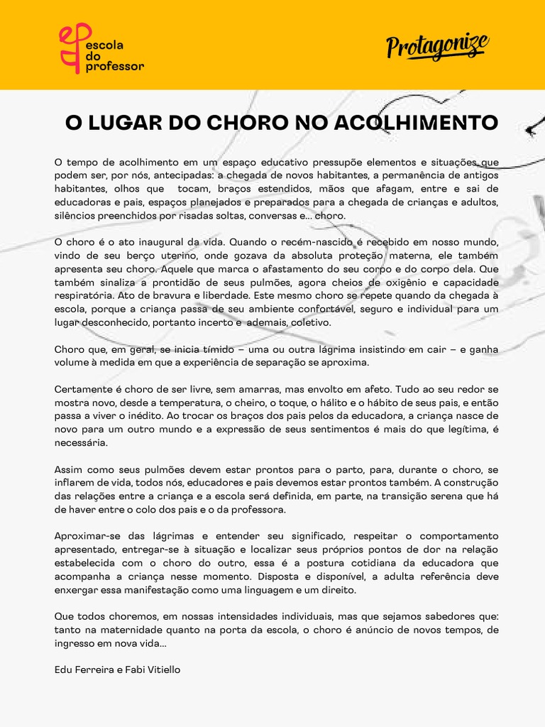 Texto - O Lugar Do Choro No Acolhimento | PDF