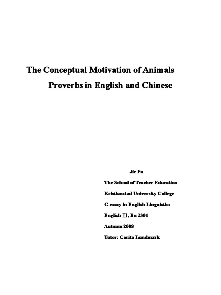 Chinese Proverbs Animals | PDF | Metaphor | Concept