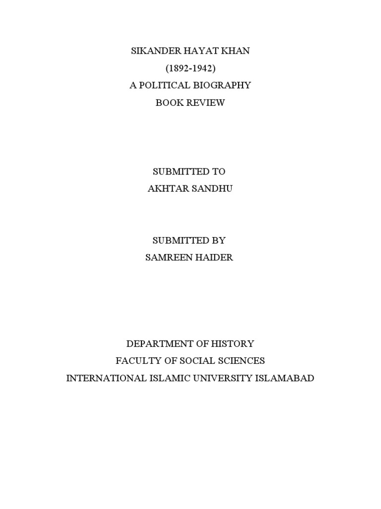 Book Review Sir Sikandar | PDF | Pakistan | South Asia