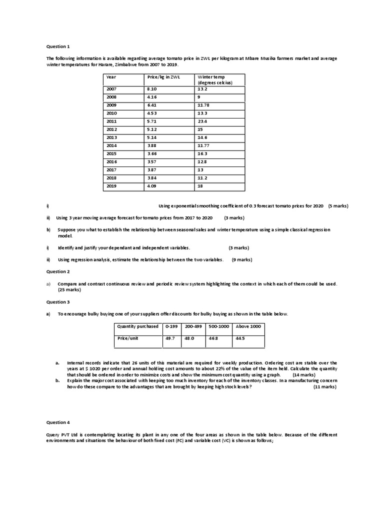 Document 3 | PDF | Inventory | Regression Analysis