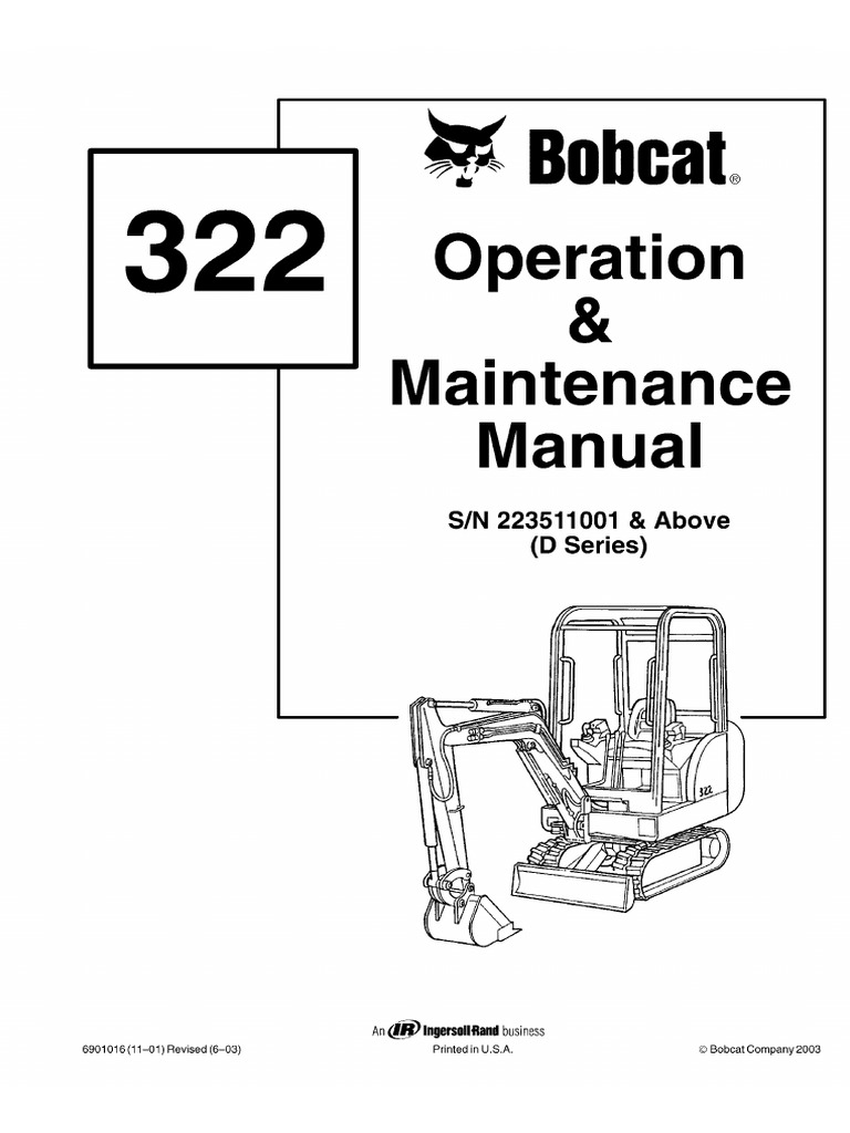 Bobcat 322D Excavator Operation Maintenance Manual | PDF