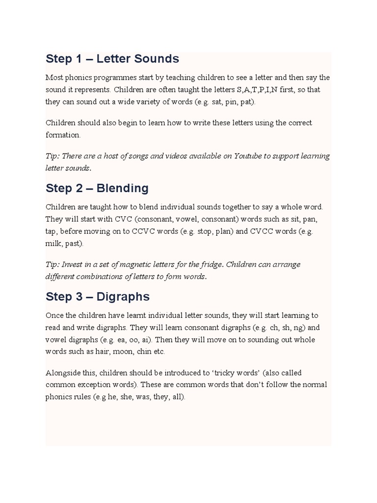 Steps To Teach Phonics | PDF | Phonics | Orthography