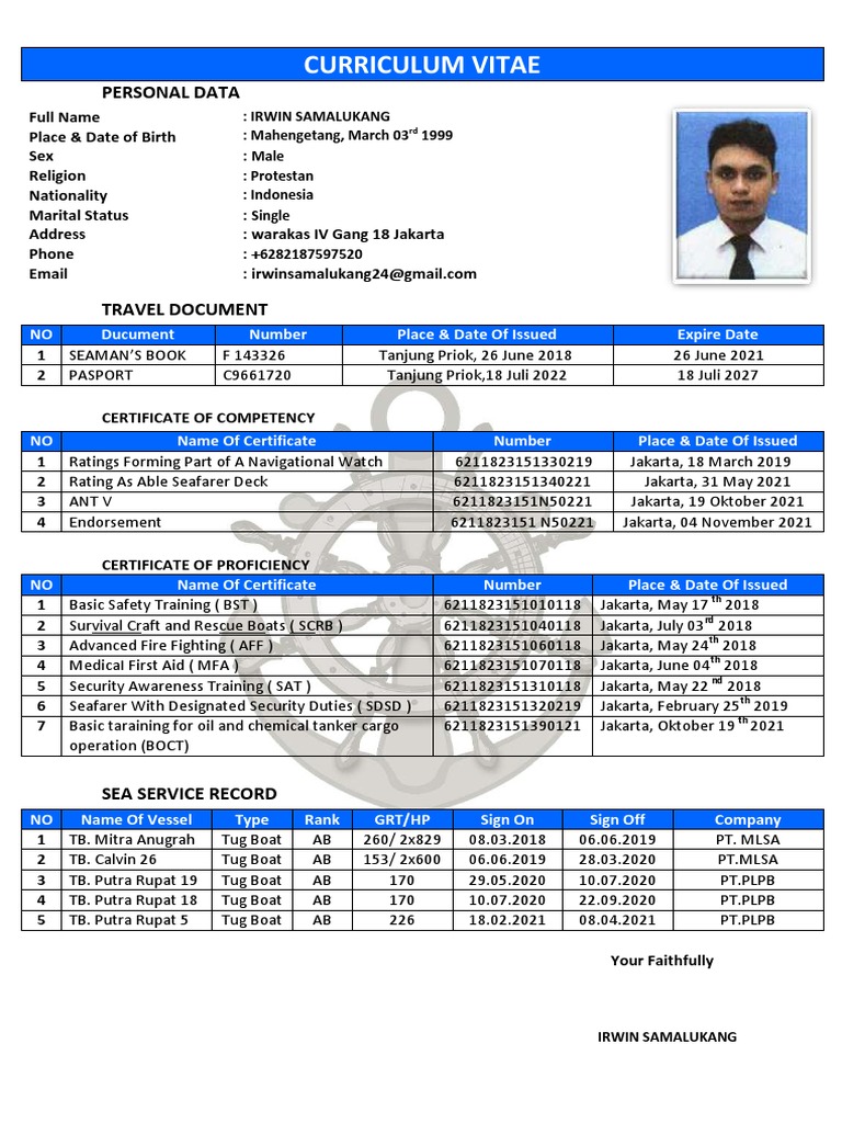 Curriculum Vitae | PDF | Sailor | Watercraft
