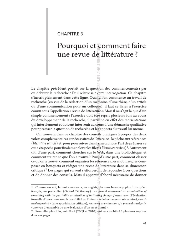 Pourquoi Et Comment Faire Une Revue de La Littérature | PDF | Doctorat ...