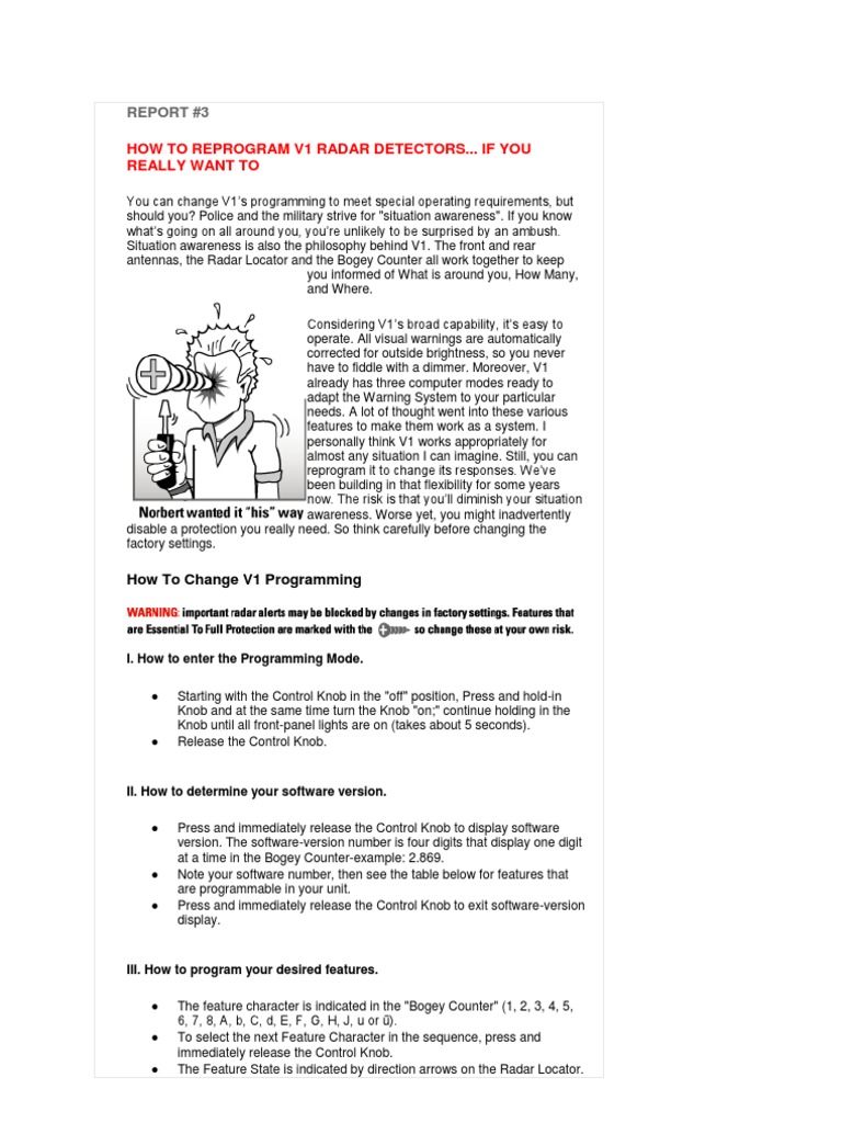 How To Reprogram V1 Radar Detectors... If You Really Want To | PDF ...
