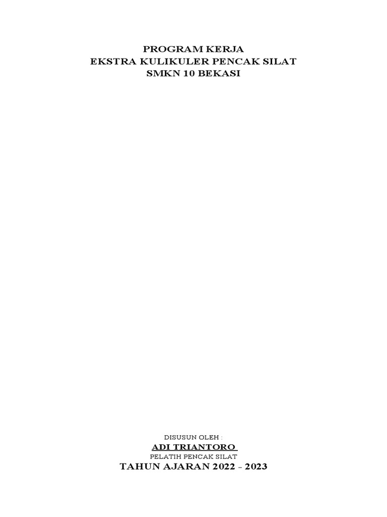 PROGRAM KERJA SILAT SMK 10 Baru | PDF