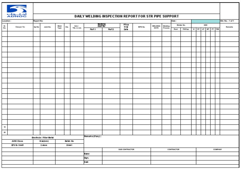 PIPE SUPPORT-STR - Welding Inspection Report | PDF | Construction | Welding
