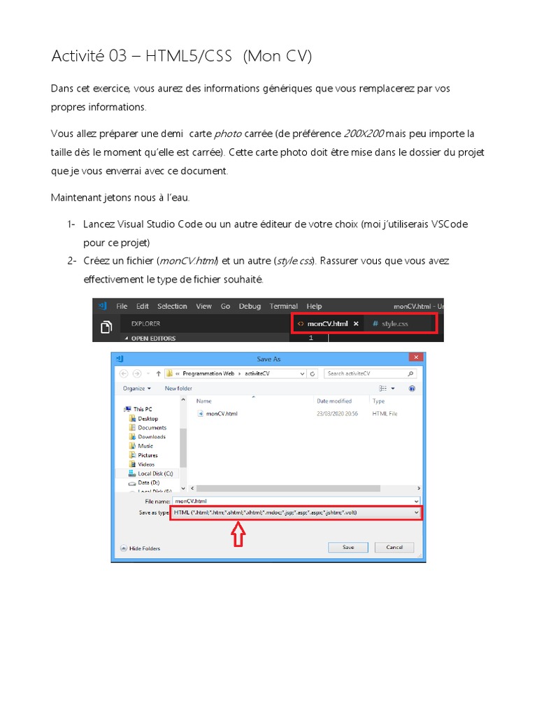 Création d'un CV en HTML/CSS | PDF | Formats de fichier informatique | Html