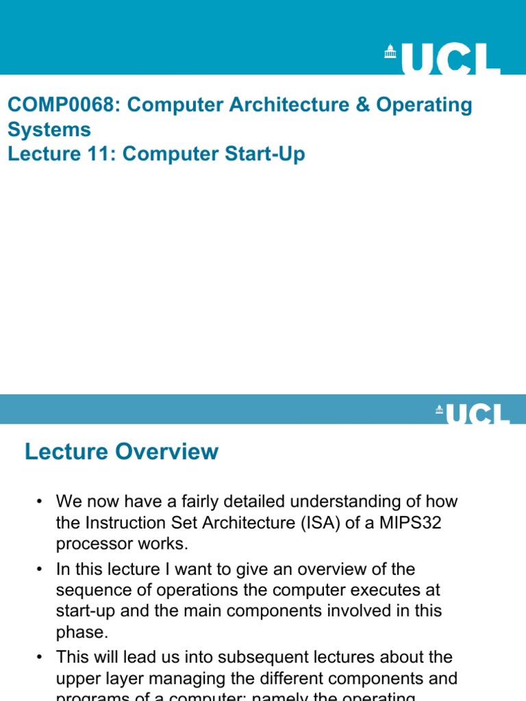 COMP0068 Lecture11 Computer Start-Up | PDF | Booting | Bios