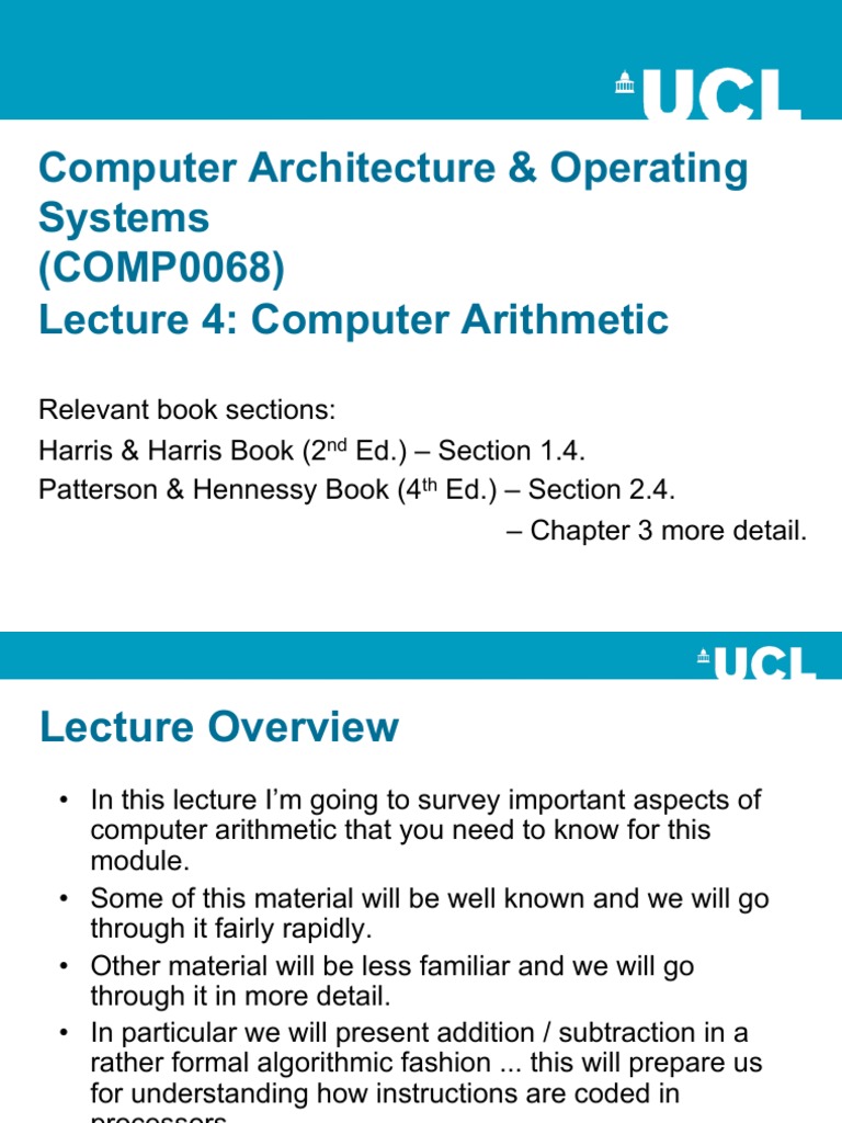 COMP0068 Lecture4 Computer Arithmetic | PDF | Byte | Computer Science