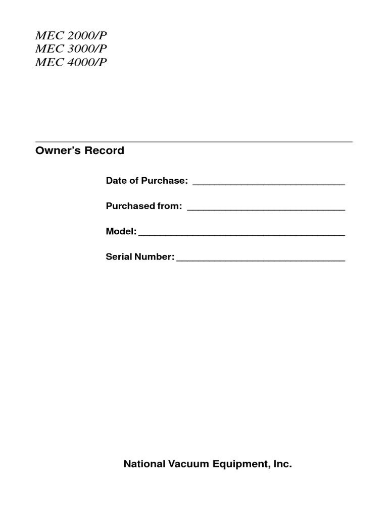 Battioni MEC 2000 3000 4000 Owners Manual | PDF | Pump | Valve