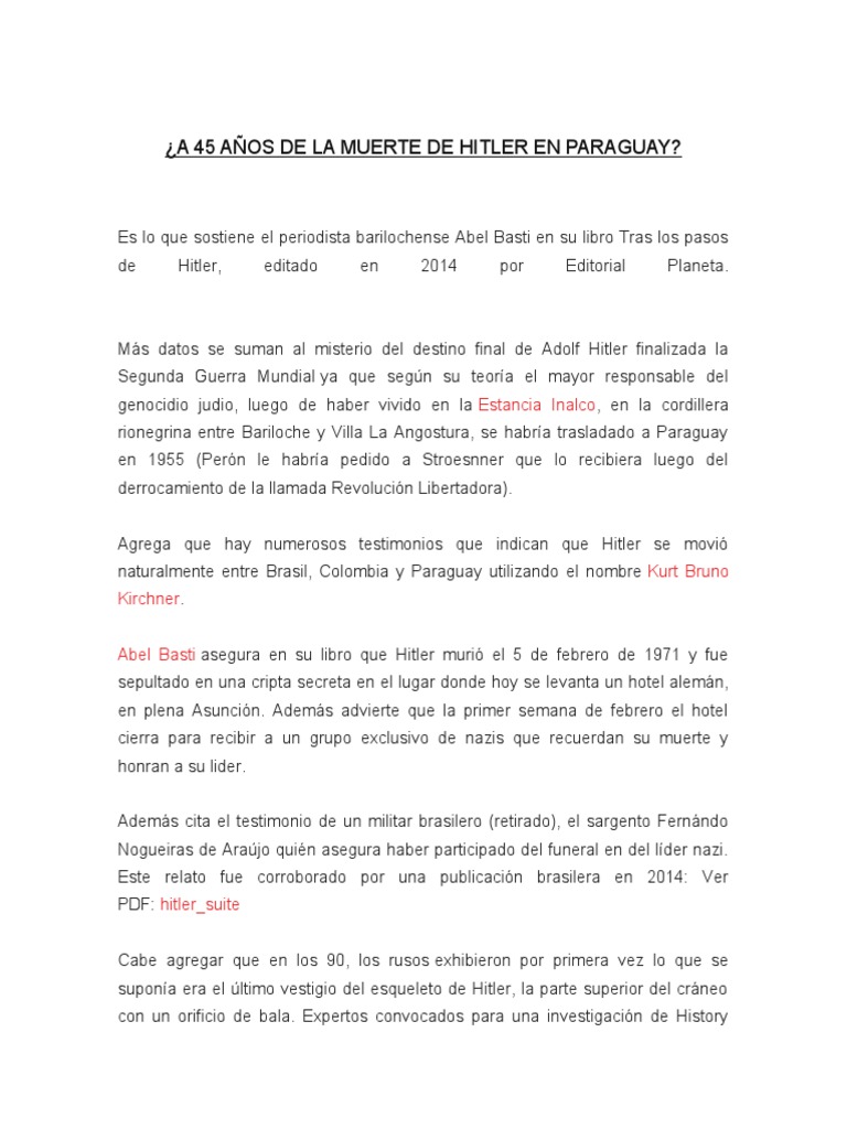 A 45 Años de La Muerte de Hitler | PDF | Adolf Hitler | Segunda Guerra ...