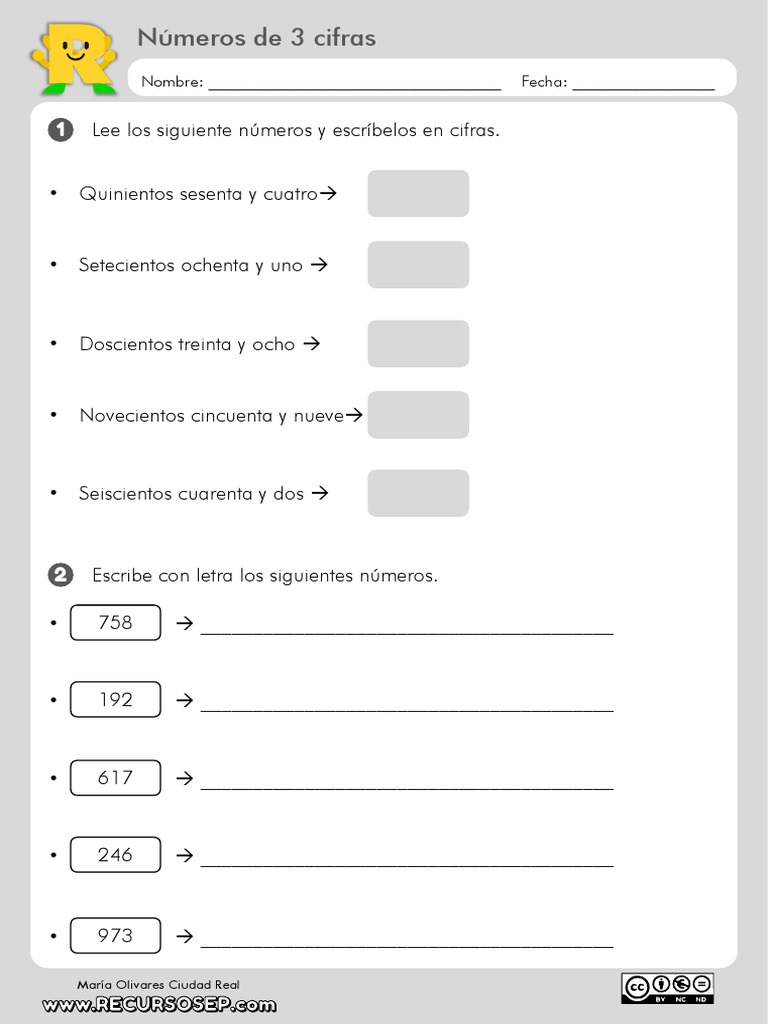 Actividades de Números de 3 Cifras | PDF