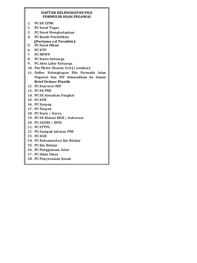 FORMULIR ISIAN PEGAWAI | PDF