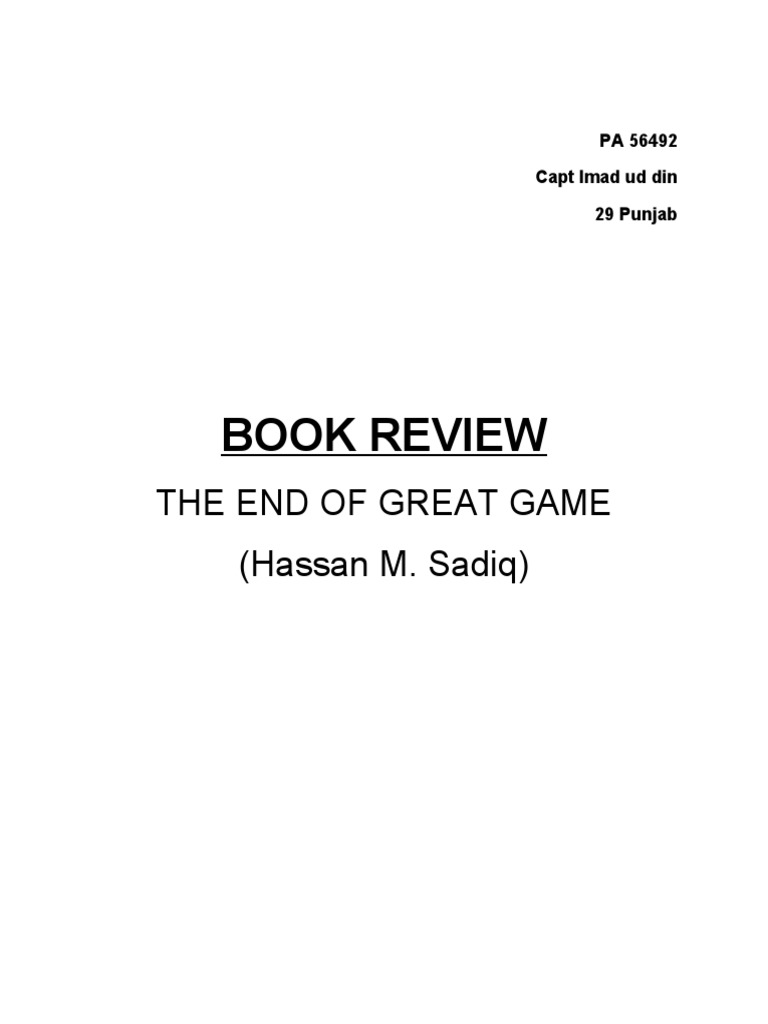 Review of "The End of Great Game" | PDF | Pakistan | Afghanistan