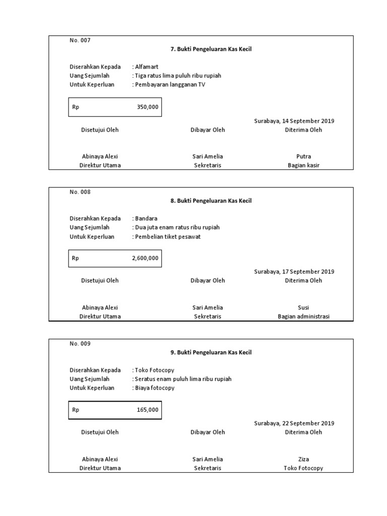 Bukti Pengeluaran Kas Kecil | PDF