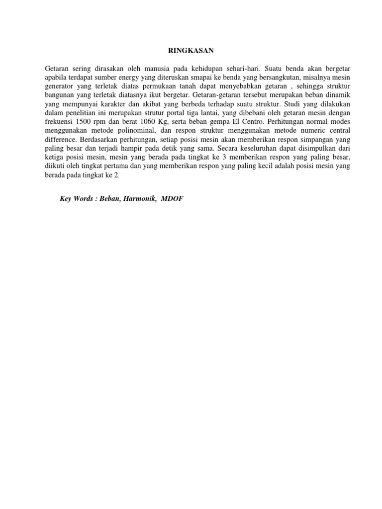 Analisis Beban Harmonik Periodik Terhadap Struktur Dengan Multi Dof | PDF