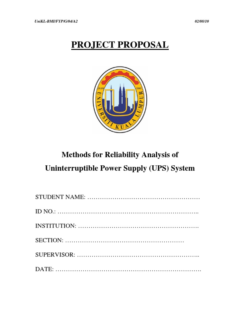 FYP Guidelines - Project Proposal Sample - 2Aug10 | Reliability ...