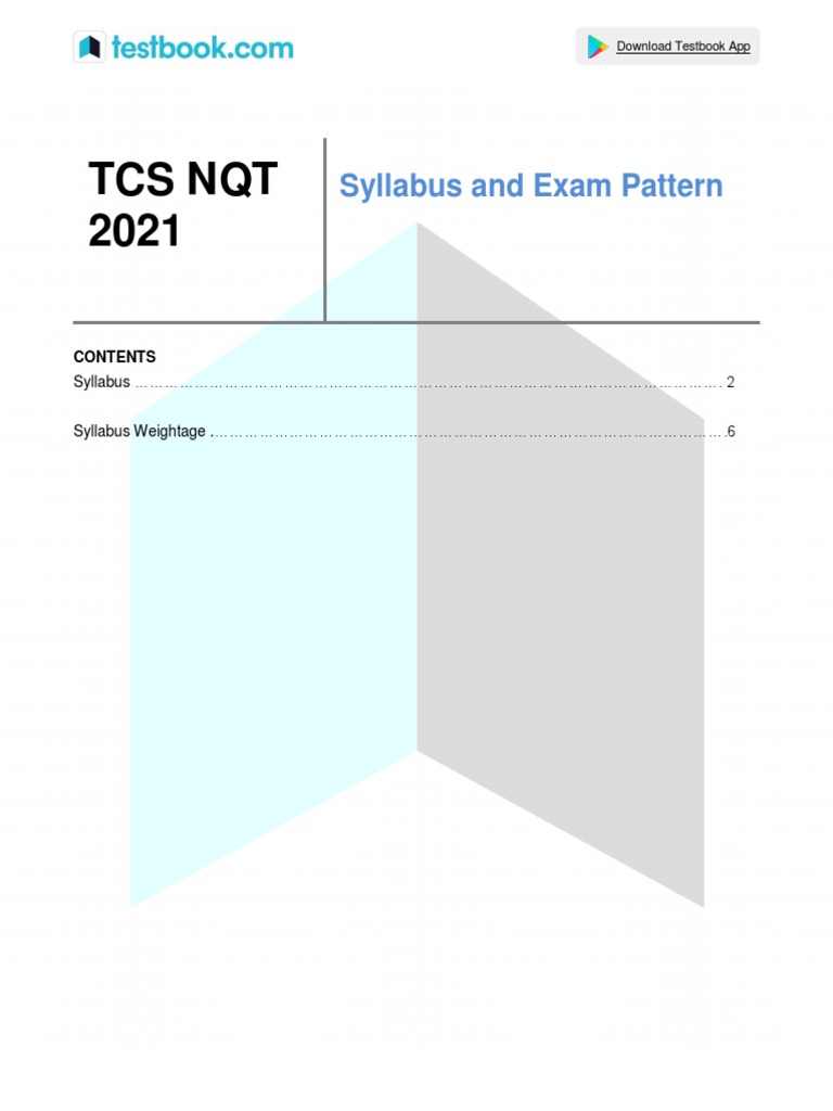 Tcs NQT Syllabus and Exam Pattern Pdfs 7c6e1623 | PDF | Software ... Tcs NQT Syllabus and Exam Pattern Pdfs 7c6e1623 | PDF | Software ...
