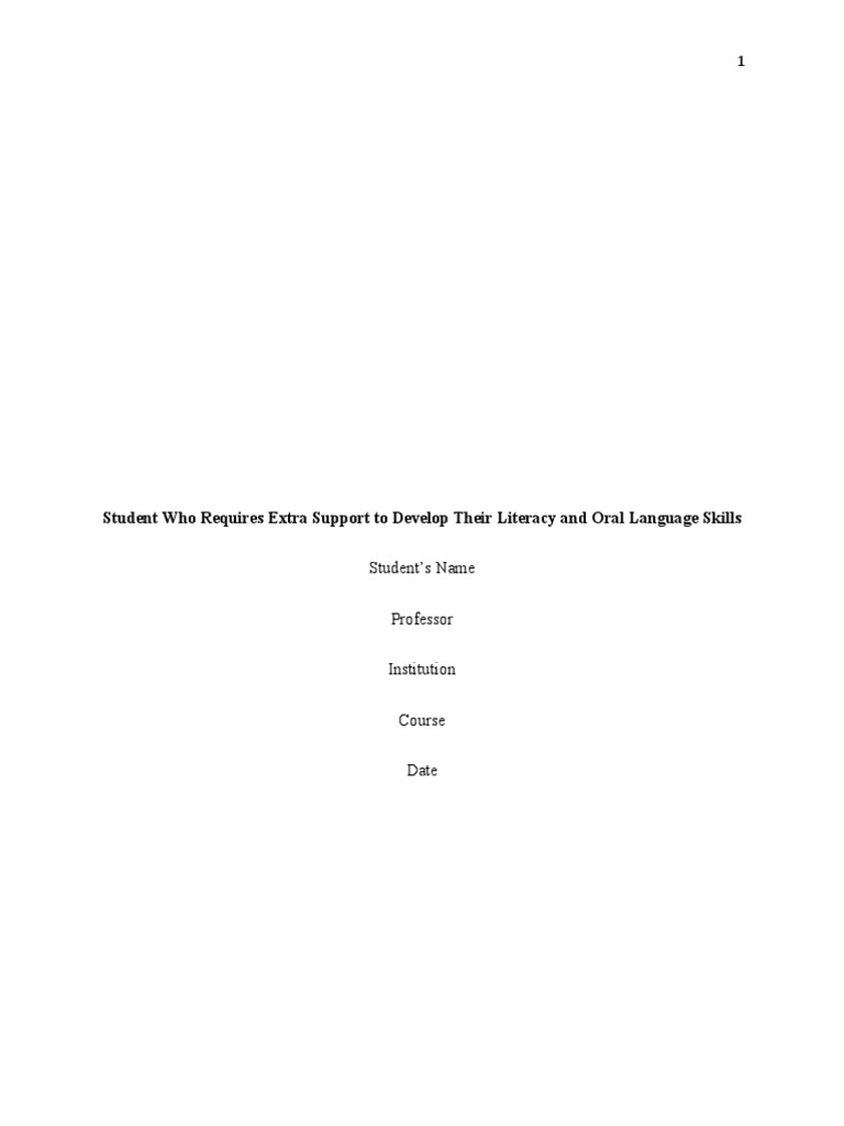 Working With A Student Who Requires Extra Support To Develop Their ...