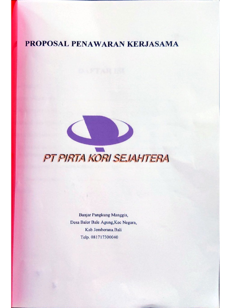 Proposal Pengajuan Kerjasama PT Pirta Kori Sejahtera | PDF