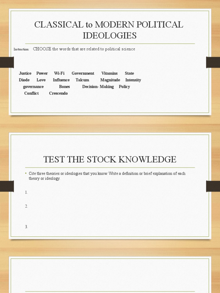 Classical To Modern Politcal Ideologies | PDF