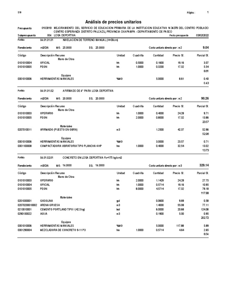 APU4 | PDF | Materiales | Hormigón