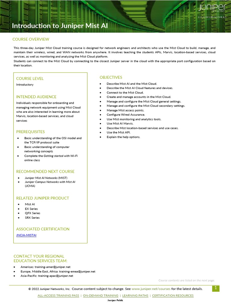 Introduction To Juniper Mist AI (IJMA) | PDF | Computer Network | Cloud Computing