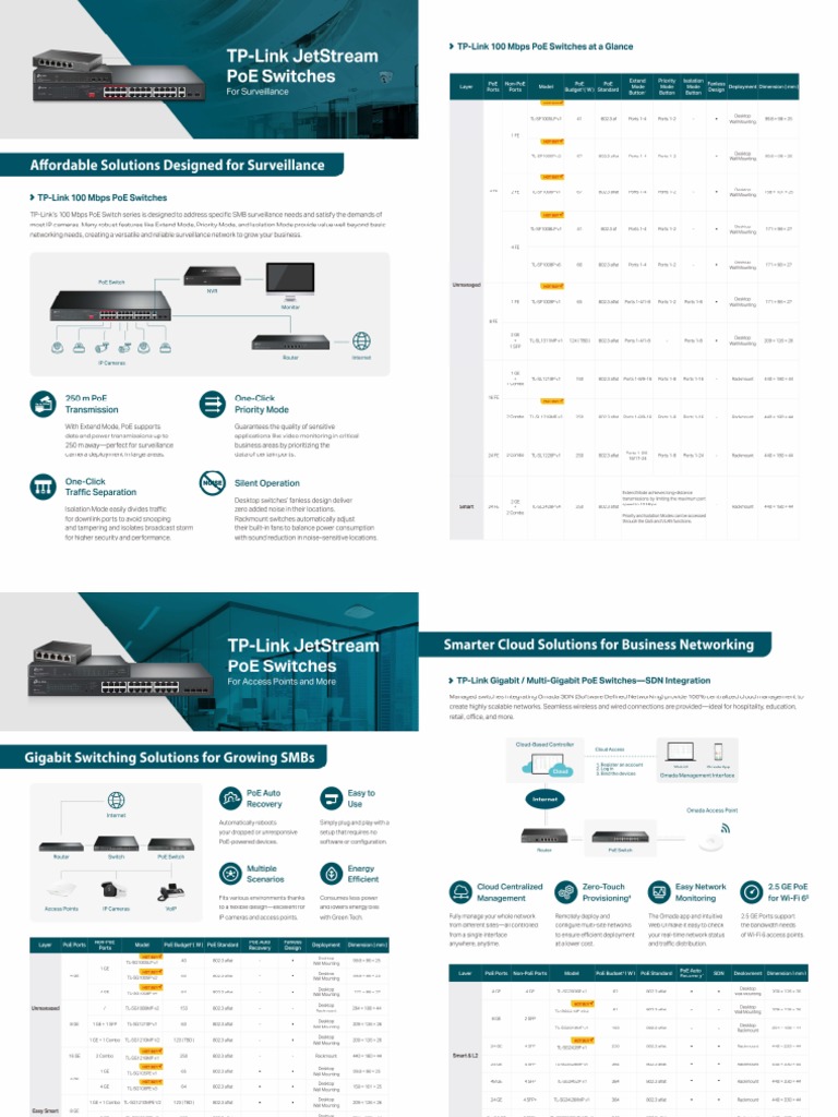 TP-Link PoE Switch Series Flyer | PDF