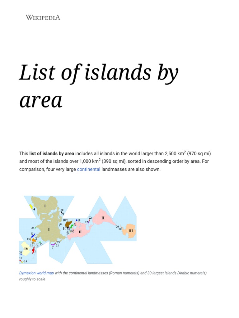 Largest Islands by Area Worldwide | PDF | Continent | Hydrography