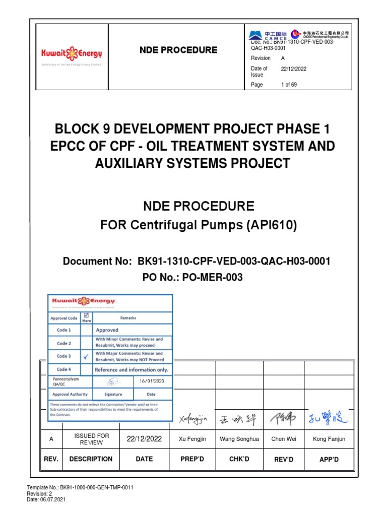 BK91 1310 CPF VED 003 QAC H03 0001 - A NDE Procedure For Centrifugal ...