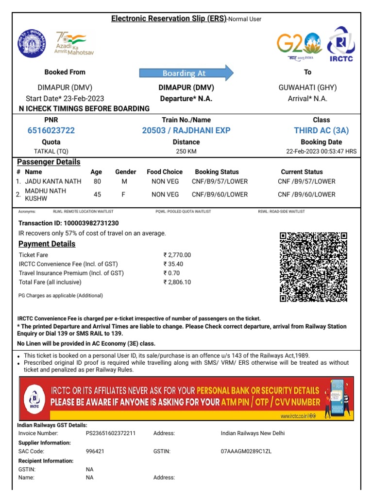 DMV To GHY New Ticket | PDF | Identity Document