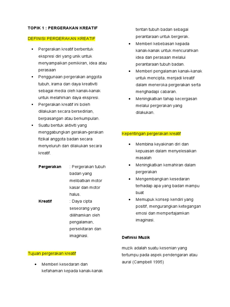 Topik 1 Pergerakan Kreatif | PDF