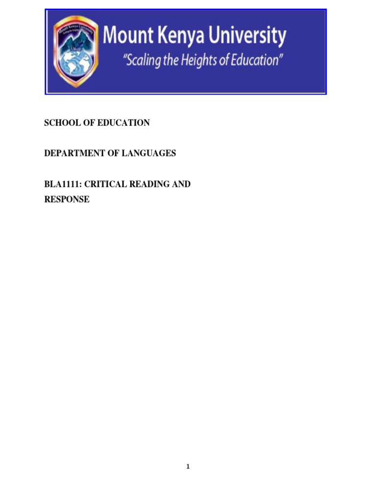 Critical Reading and Literary Response | PDF | Ellipsis | Narration