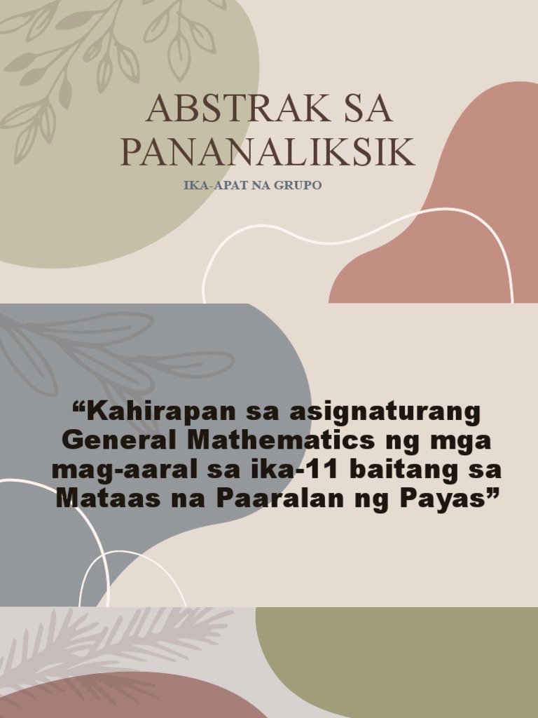 Abstrak Sa Pananaliksik4 | PDF