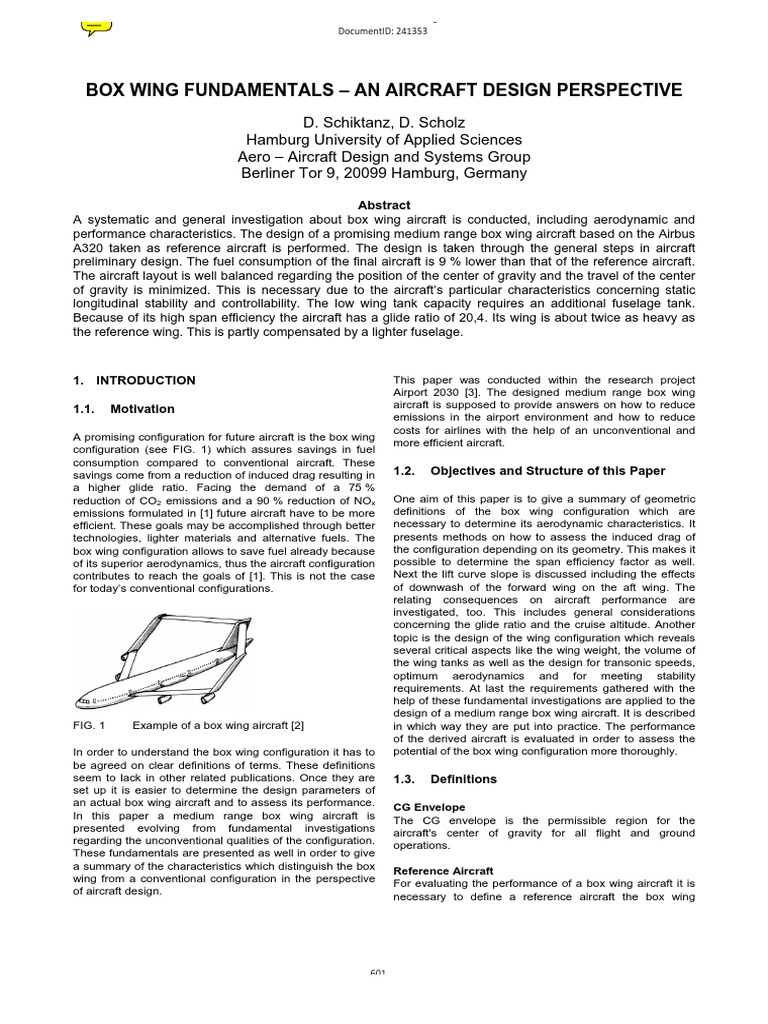 Box Wing - Aircraft Design Perspective | PDF | Lift (Force) | Drag ...