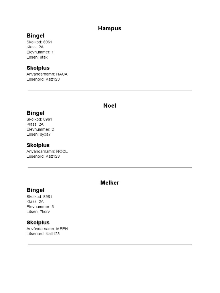 Inlogg Bingel Och Skolplus | PDF