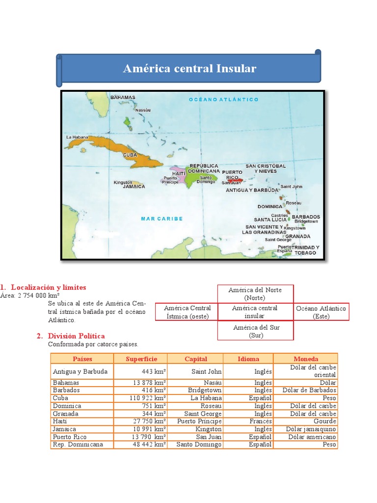Países de América Central Insular | PDF | Antillas | Américas