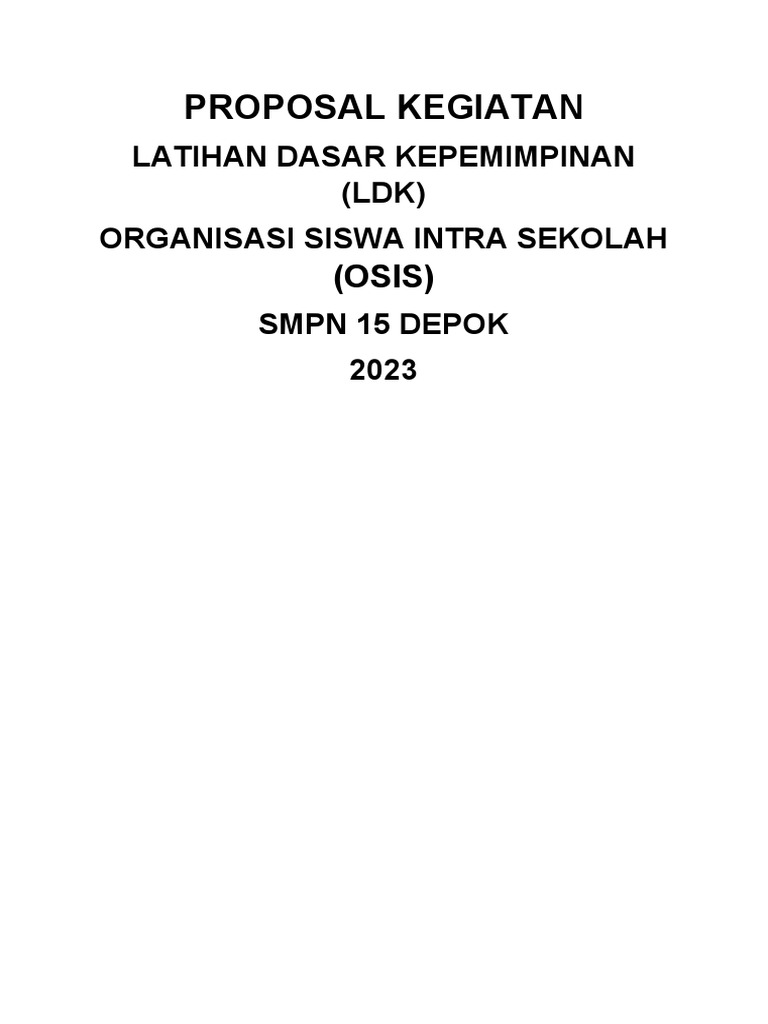 Proposal LDK OSIS SMPN 15 Depok 2023 | PDF