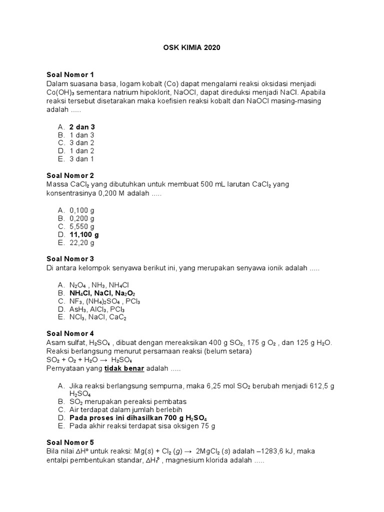 Osk Kimia 2020 | PDF