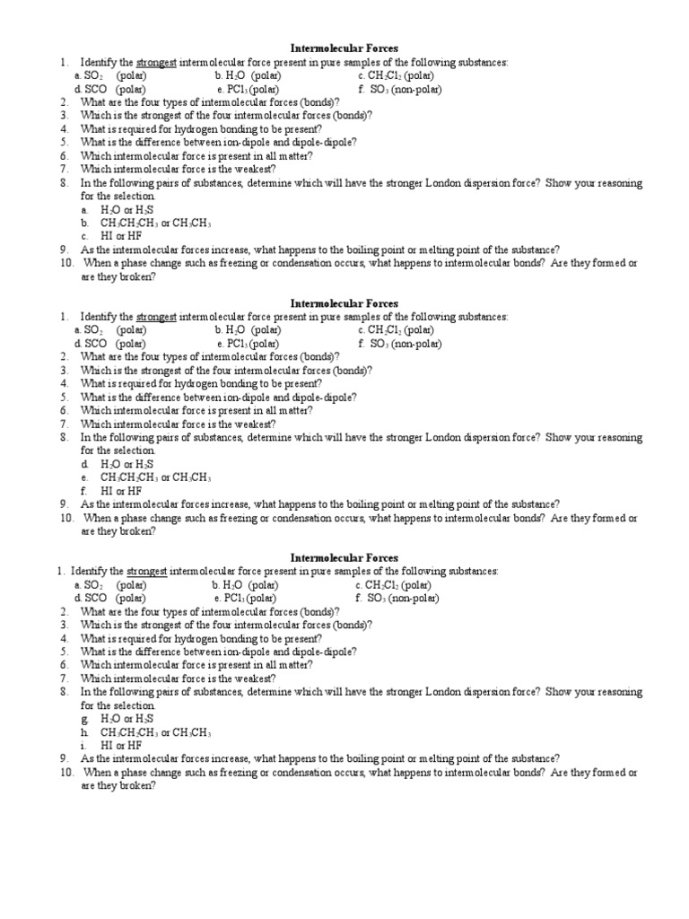 Understanding Intermolecular Forces | PDF | Intermolecular Force ...